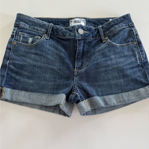 PAIGE | Shorts | Paige Jimmy Jimmy Candace Blue Denim Shorts With Brown ...